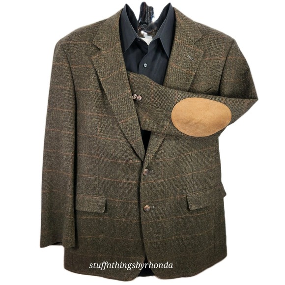 Austin Reed | Suits & Blazers | Vtg Austin Reed 44l Tweed Elbow Patch ...